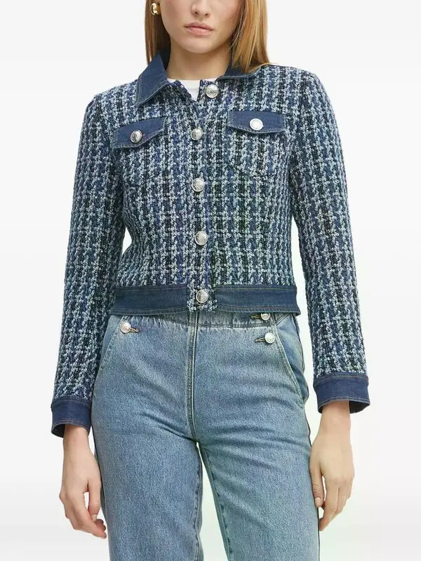 MORGAN Viki Tweed-panel Denim Jacket
