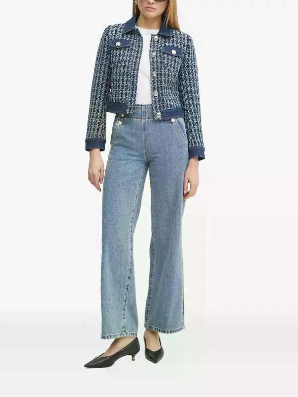 MORGAN Viki Tweed-panel Denim Jacket