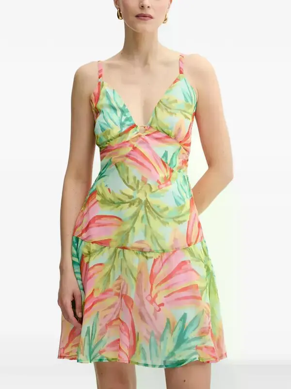 MORGAN Tropical-print Tiered Mini Dress