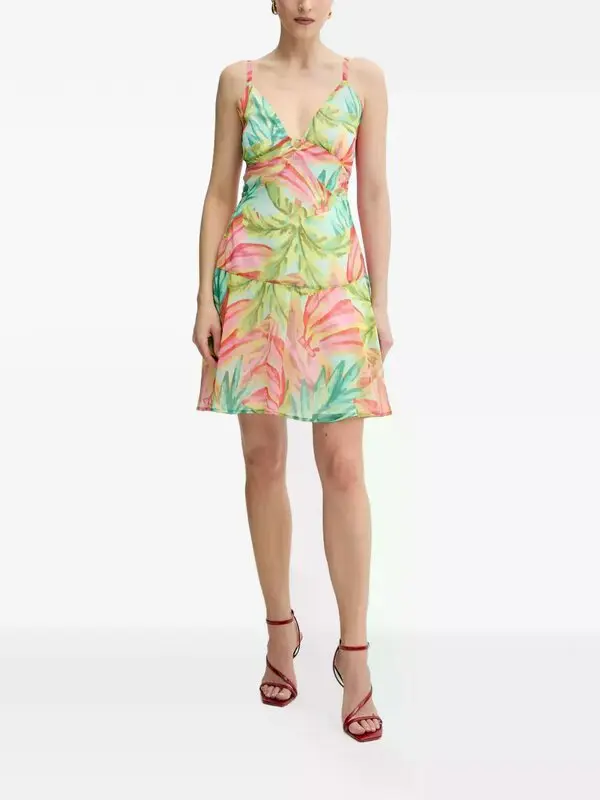 MORGAN Tropical-print Tiered Mini Dress