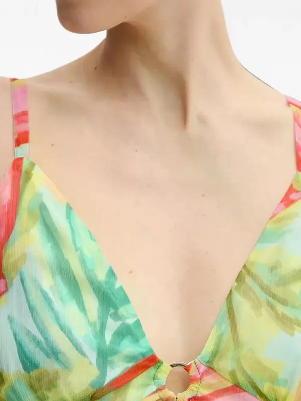 MORGAN Tropical-print Tiered Mini Dress