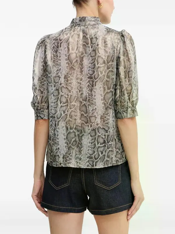 MORGAN Ruffled Snake-print Blouse