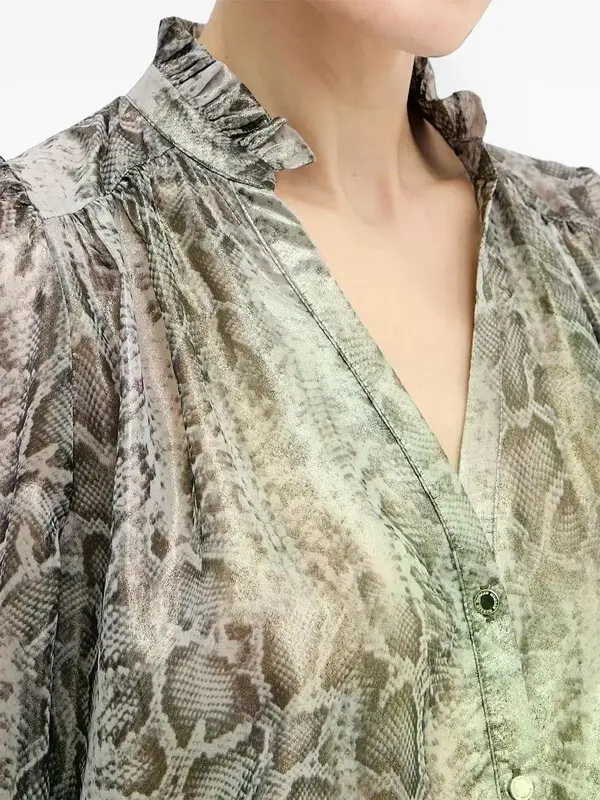 MORGAN Ruffled Snake-print Blouse