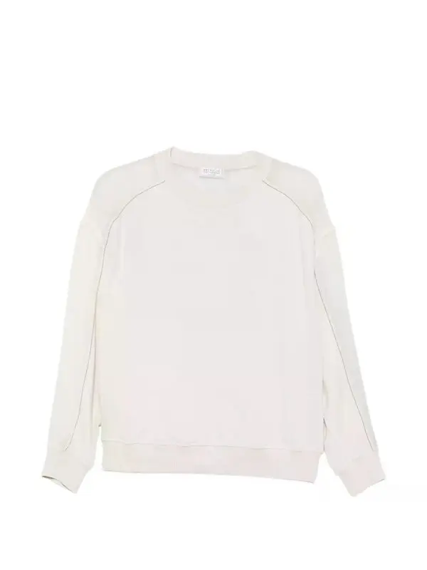 Brunello Cucinelli Sheer-panel Monili-chain Sweatshirt - Neutrals