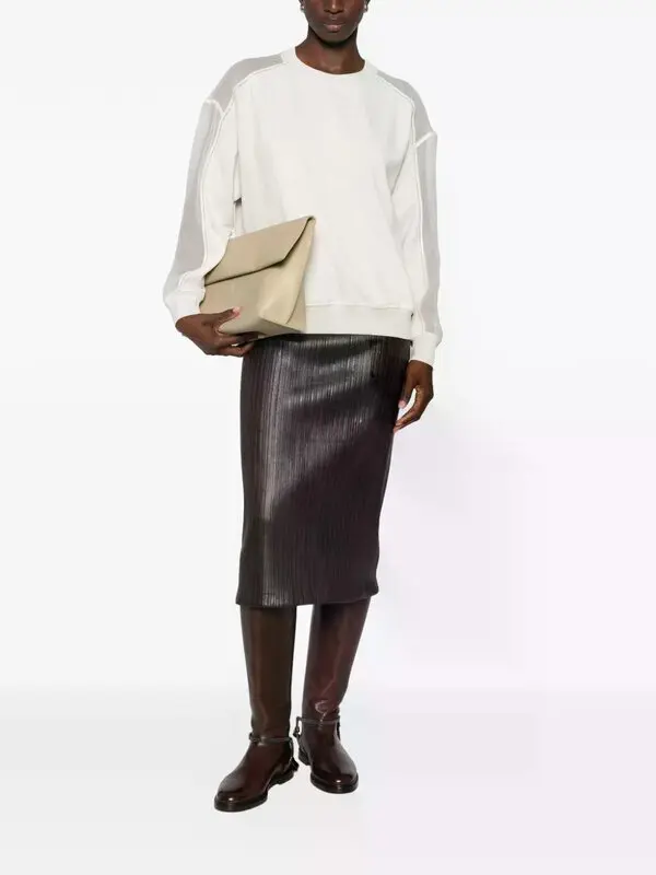 Brunello Cucinelli Sheer-panel Monili-chain Sweatshirt - Neutrals