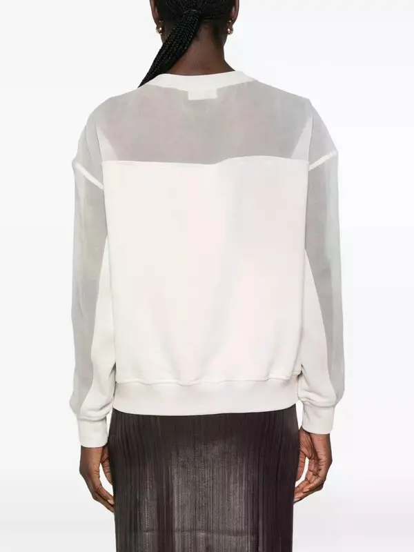 Brunello Cucinelli Sheer-panel Monili-chain Sweatshirt - Neutrals