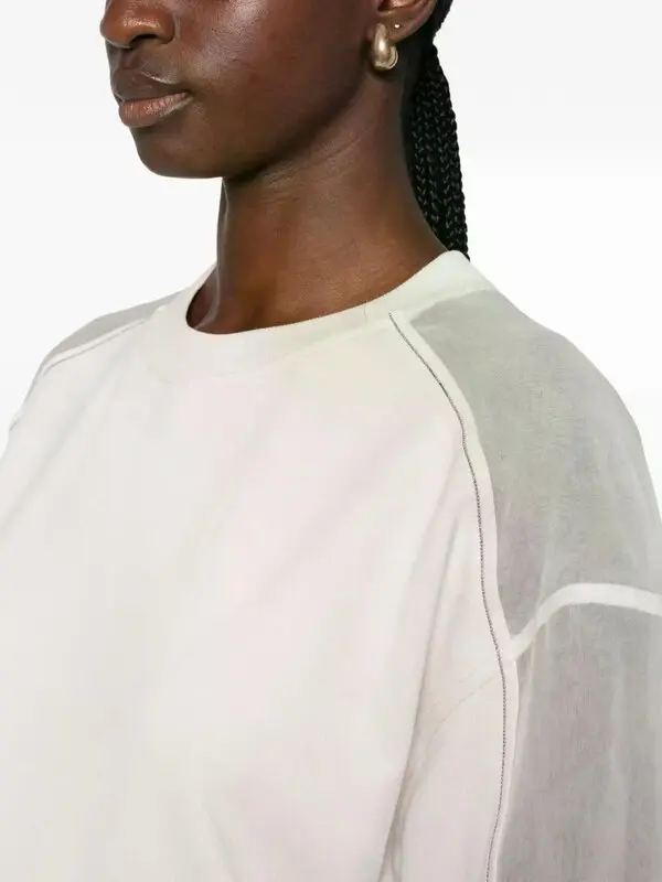 Brunello Cucinelli Sheer-panel Monili-chain Sweatshirt - Neutrals