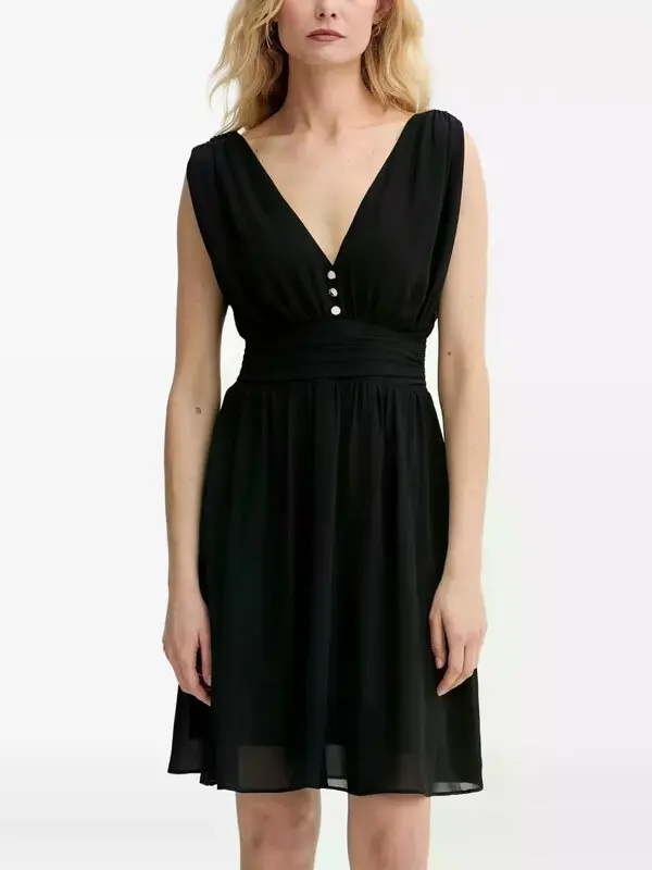 MORGAN Button-detail Ruched-waist Mini Dress