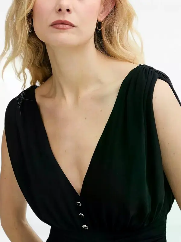 MORGAN Button-detail Ruched-waist Mini Dress