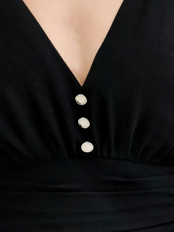 MORGAN Button-detail Ruched-waist Mini Dress