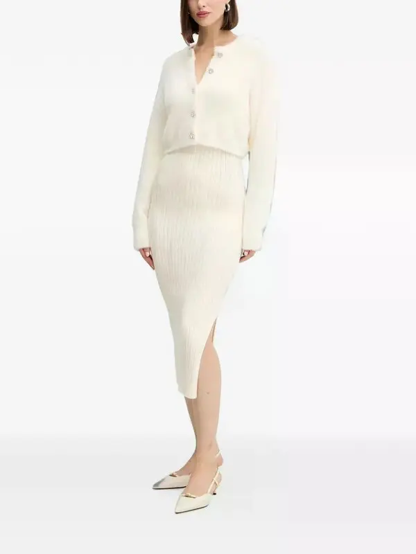 MORGAN Ribbed-knit Cardigan And Midi Dress Set