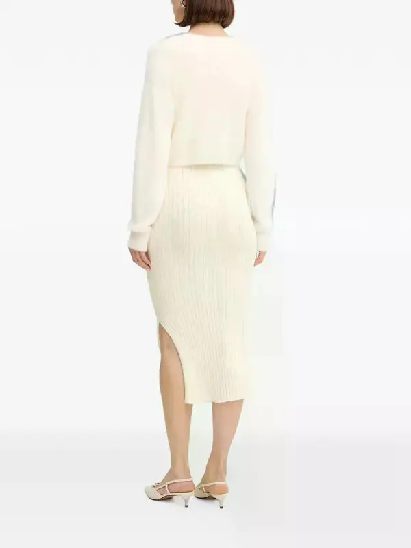 MORGAN Ribbed-knit Cardigan And Midi Dress Set