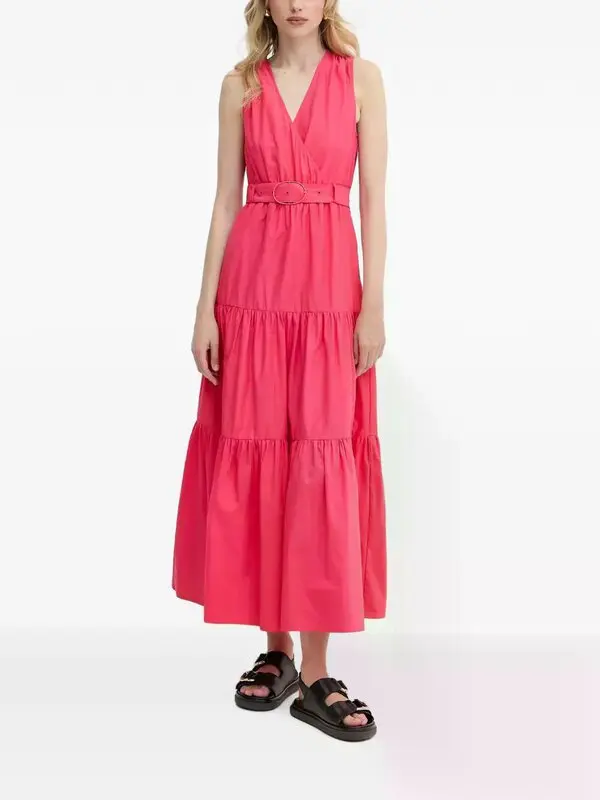 MORGAN Belted V-neck Midi Dress