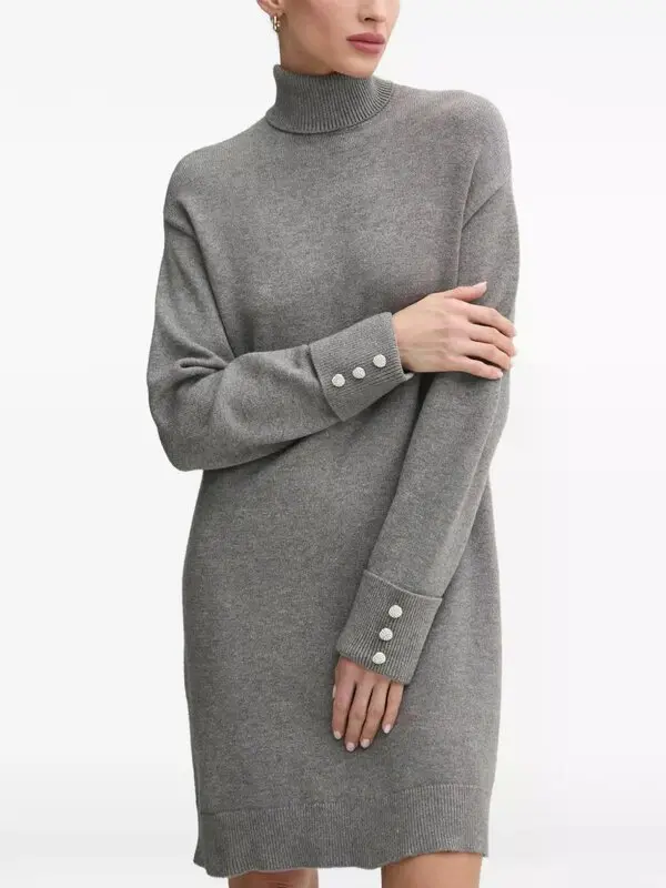 MORGAN Embellished-cuff Roll-neck Mini Dress
