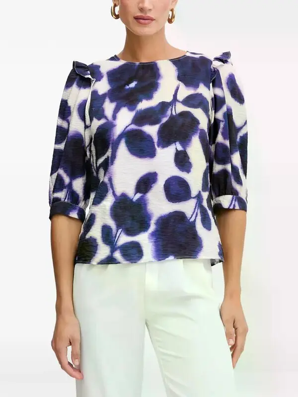 MORGAN Ruffled Floral-print Blouse