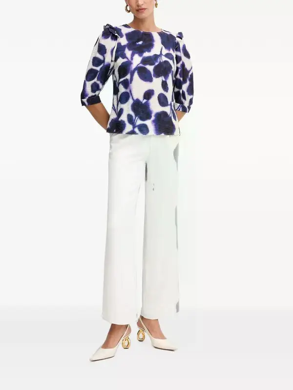 MORGAN Ruffled Floral-print Blouse