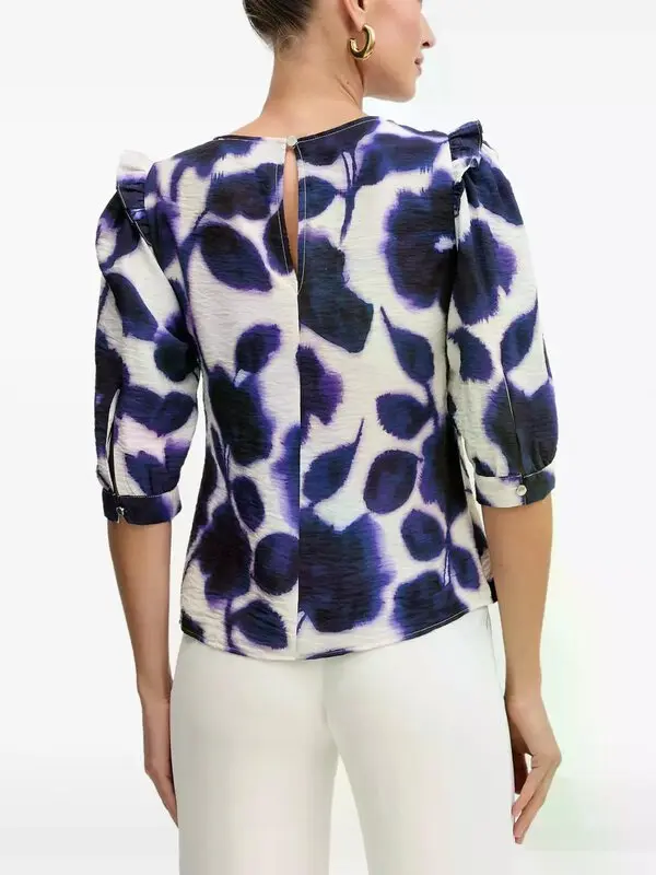 MORGAN Ruffled Floral-print Blouse