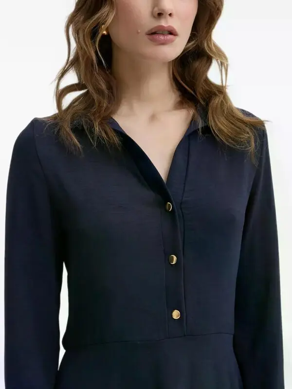 MORGAN Button-up Long-sleeve Midi Dress - Blue