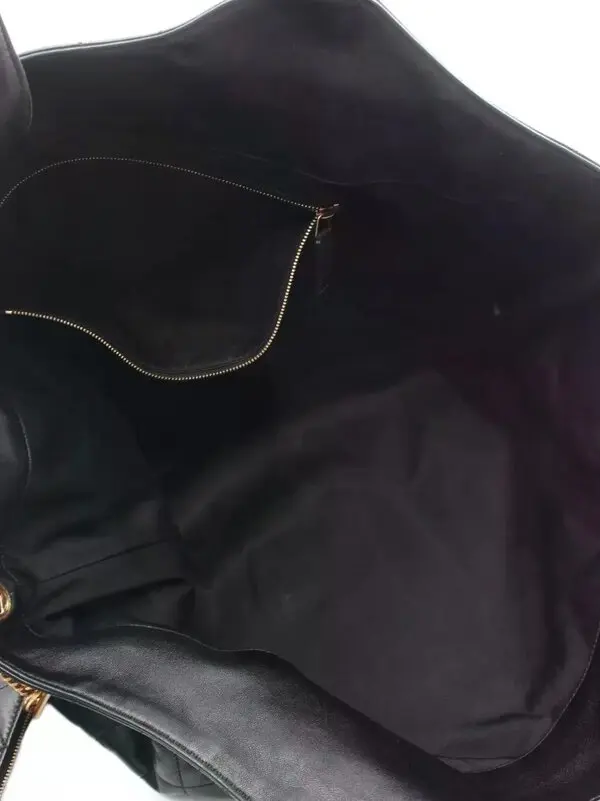 Saint Laurent Maxi 2010s Icare Calf Leather Quilted Tote Bag - Black