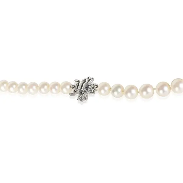 Tiffany & Co. Pearl And Diamond Diamond Bow Necklace