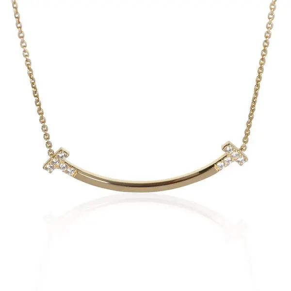 Tiffany & Co. Yellow Gold Diamond Medium Model T Smile Necklace - Yellow_gold