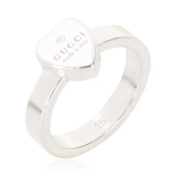 Gucci Sterling Silver Trademark Heart Ring