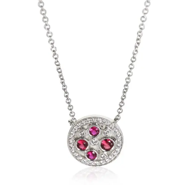 Tiffany & Co. Ruby And Diamond Cobblestone Pendant - Platinum