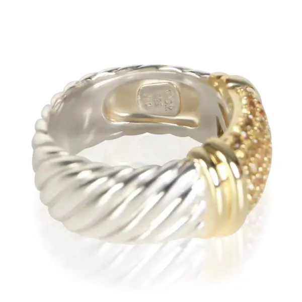 David Yurman Yellow Gold & Sterling Silver Sapphire Cable Candy Metro Ring