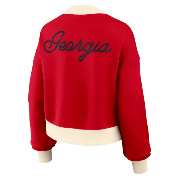 Nike Georgia Academic College Oversized Cropped Full-zip Bomber Jacket - Red