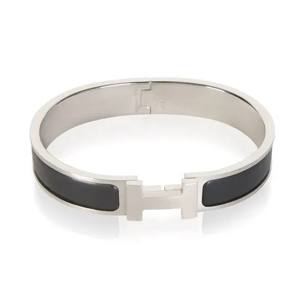 Hermès Clic Hh In Noir Mat Bracelet - Palladium_plated