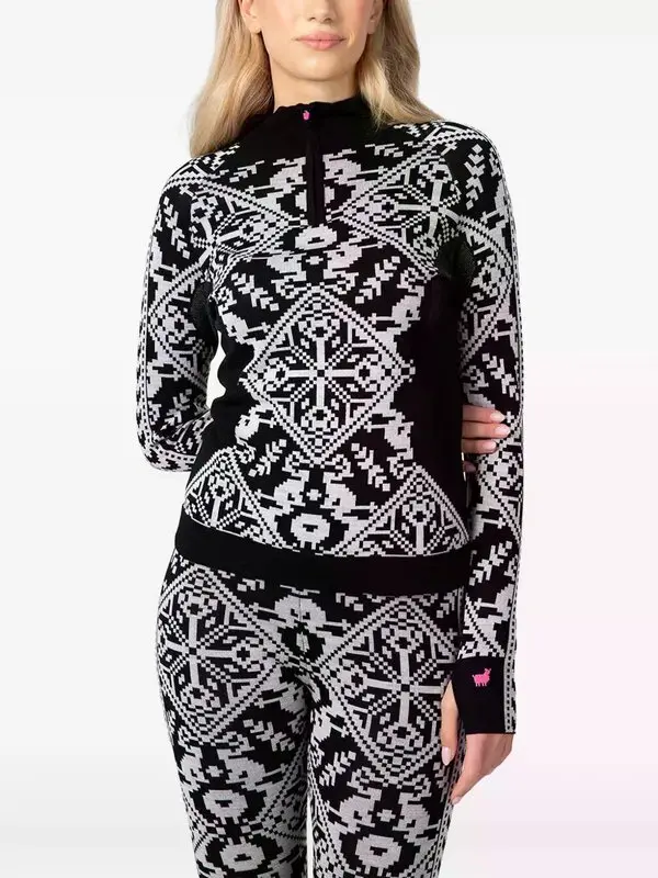 Kari Traa Saga Geometric-pattern Half-zip Base Layer