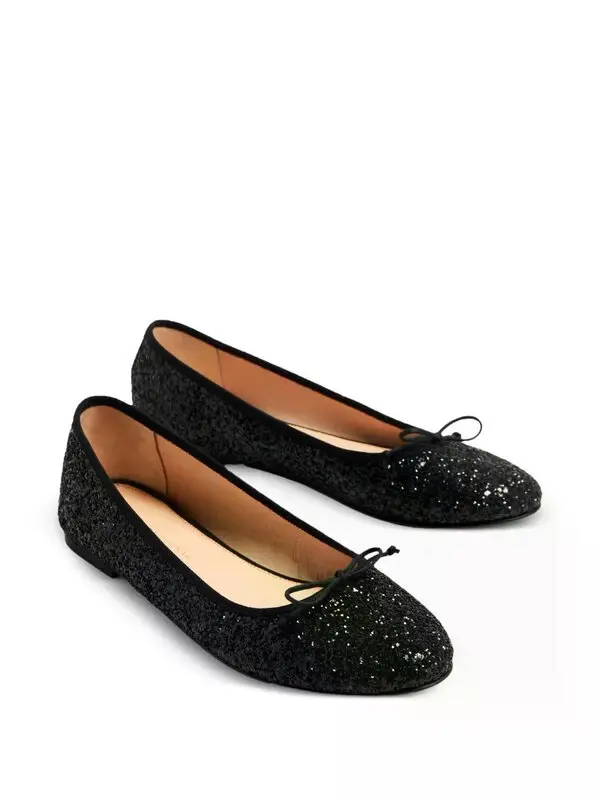 HOUSE OF BALLERINAS Celestine Glitter-effect Bow-detail Ballet Flats