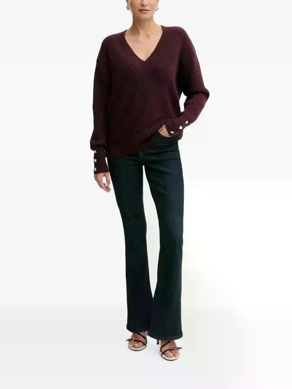 MORGAN Crystal-embellished Ribbed-knit Sweater