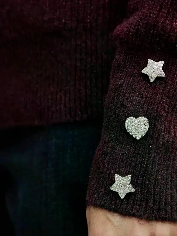 MORGAN Crystal-embellished Ribbed-knit Sweater
