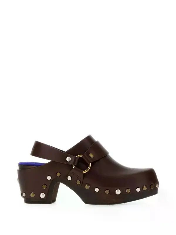 Chloé Talis Studded Leather Clogs - Brown