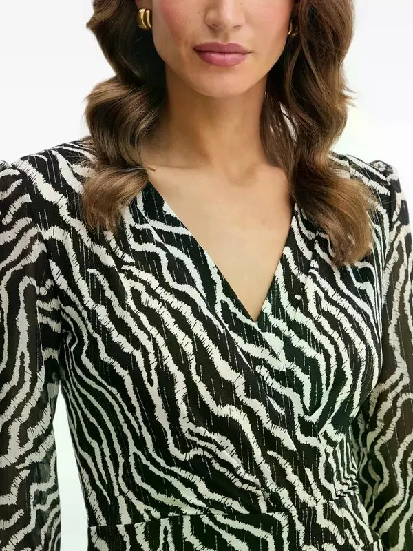 MORGAN Zebra-print V-neck Mini Dress