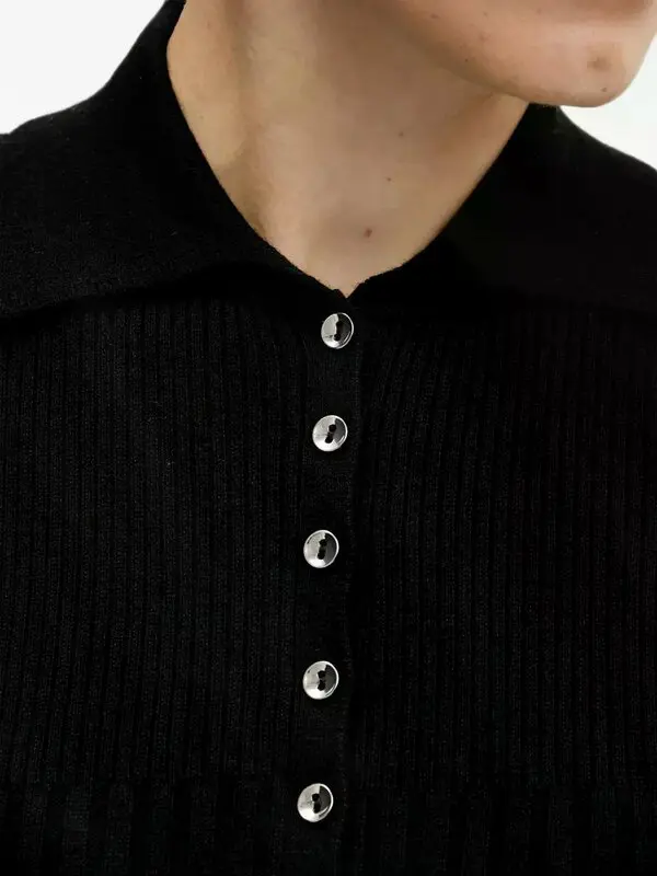 Sisley Button Ribbed Polo Sweater