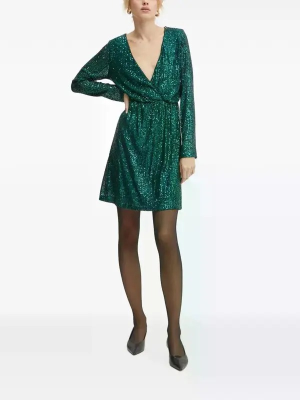 MORGAN Sequin-embellished Wrap-front Mini Dress