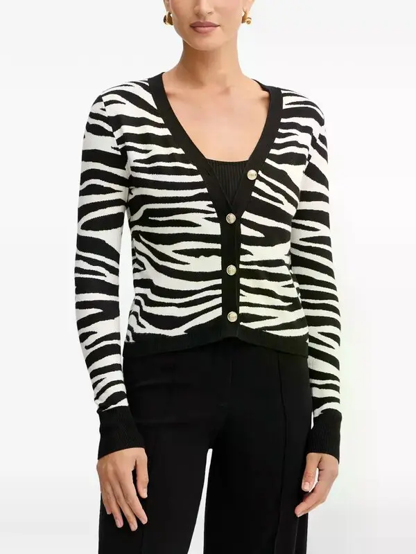 MORGAN Zebra-print Button Cardigan