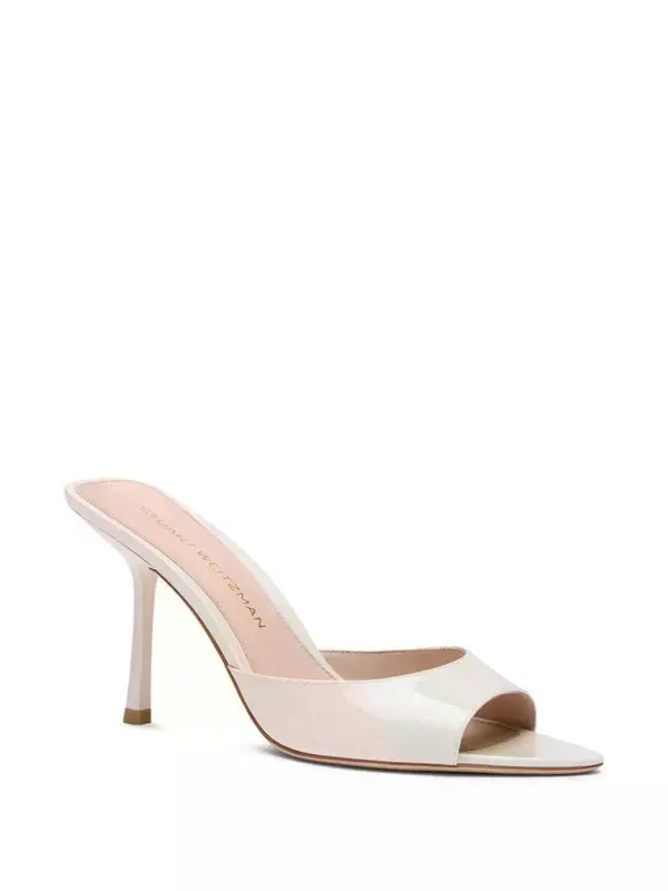 STUART WEITZMAN Lexington Patent Leather Sandals - White