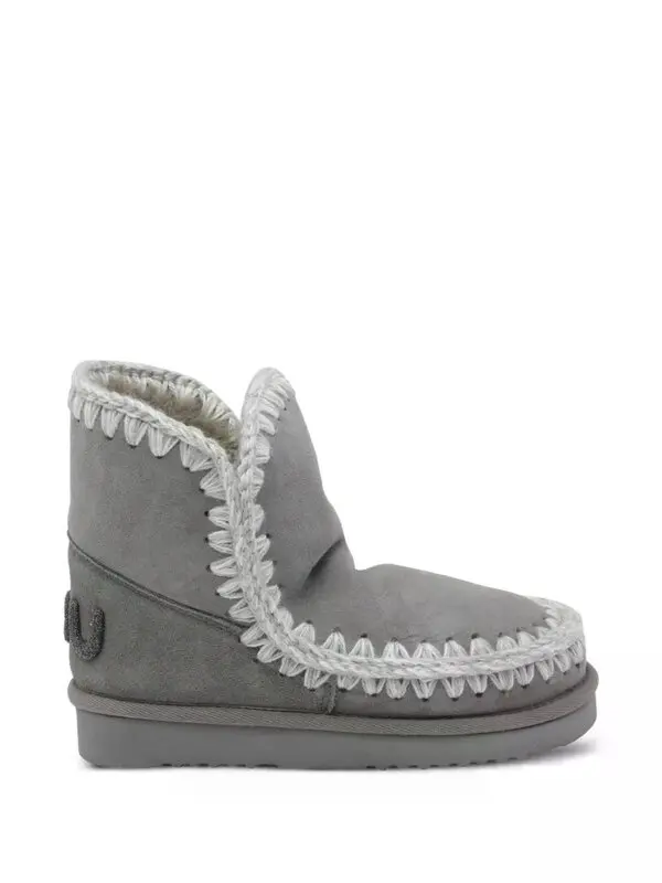 Mou Eskimo Crochet-trim Glitter-logo Boots - Grey
