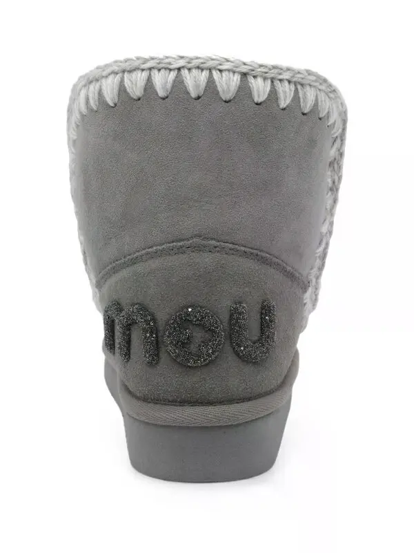 Mou Eskimo Crochet-trim Glitter-logo Boots - Grey