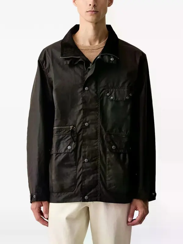Barbour Corduroy-collar Waxed Jacket - Brown