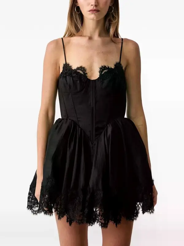 Bardot Ashta Lace-trim Corset Dress - Black