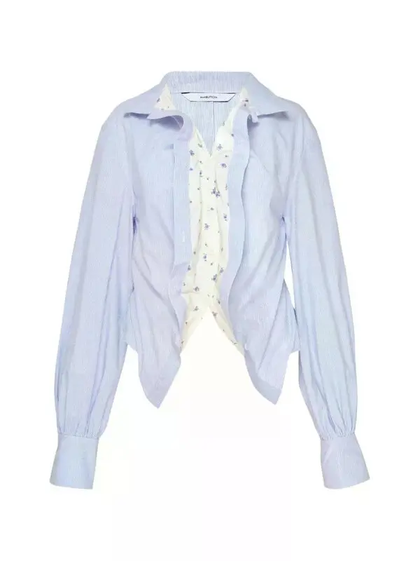PUSHBUTTON Stripe-print Layered Blouse