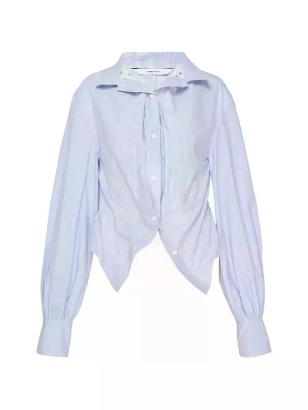 PUSHBUTTON Stripe-print Layered Blouse