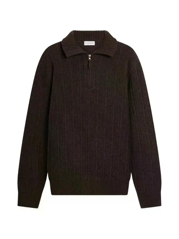 BALLANTYNE Ribbed-knit Half-zip Sweater