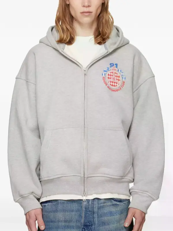 Rhude Automobile Club Logo-print Zip-up Hoodie