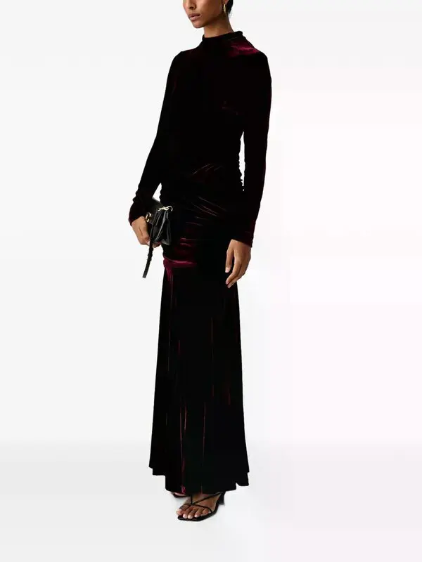 Bardot Ruched Velvet Dress