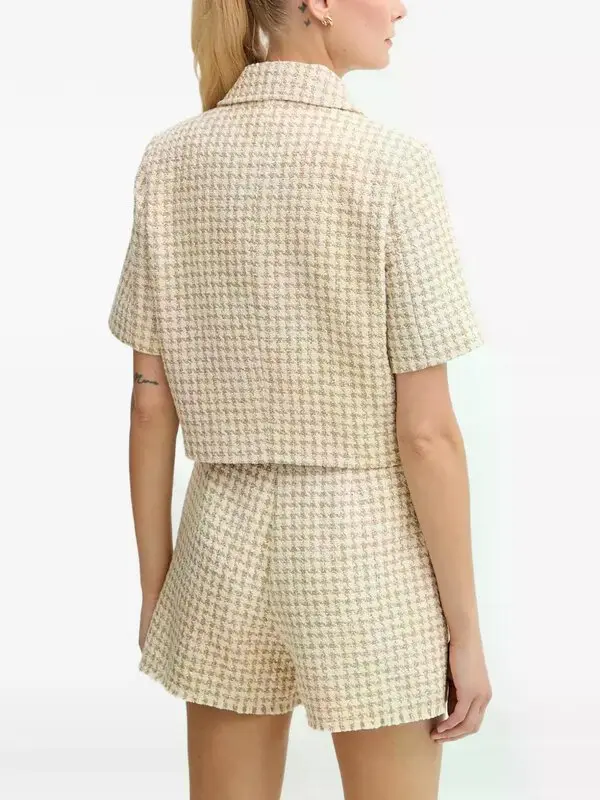 MORGAN Houndstooth Cropped Shirt